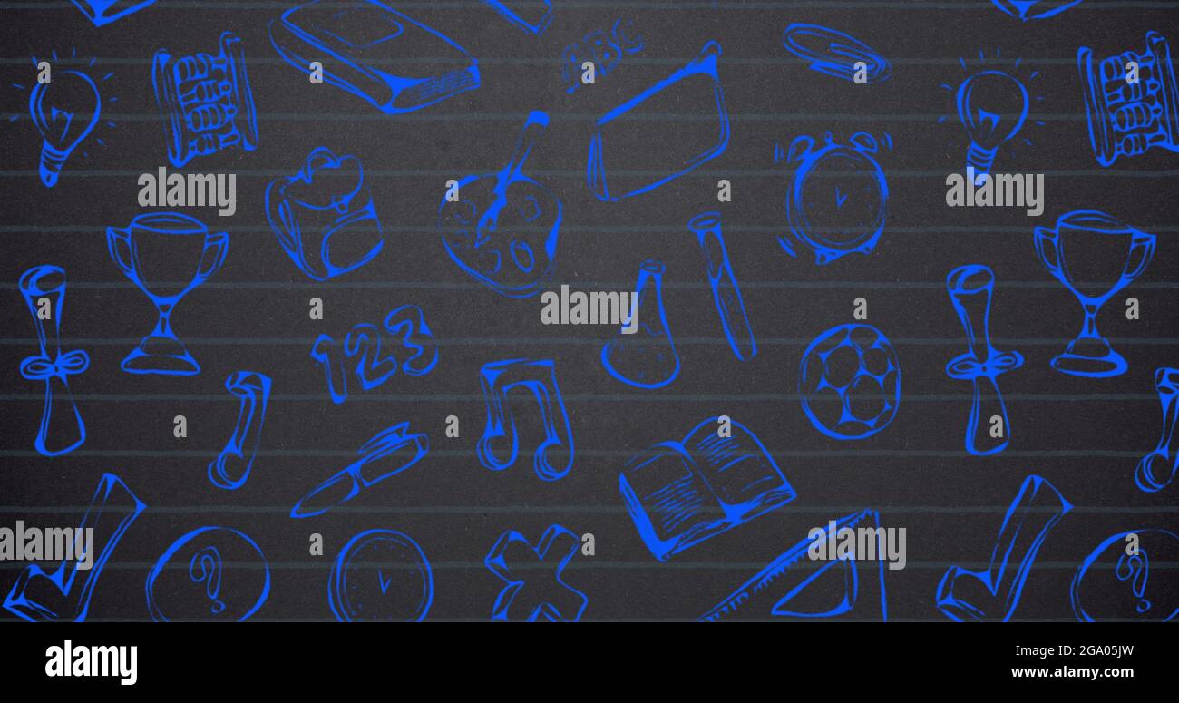 School concept icons moving against black background Stock Photo - Alamy