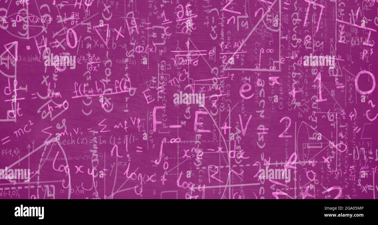 Image of mathematical equations moving on pink background Stock Photo ...