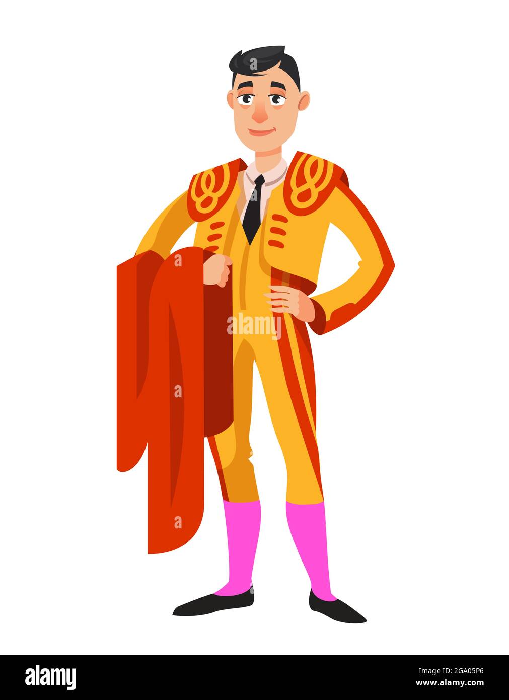 Bullfighter standing with red cloth. Male person in cartoon style Stock ...