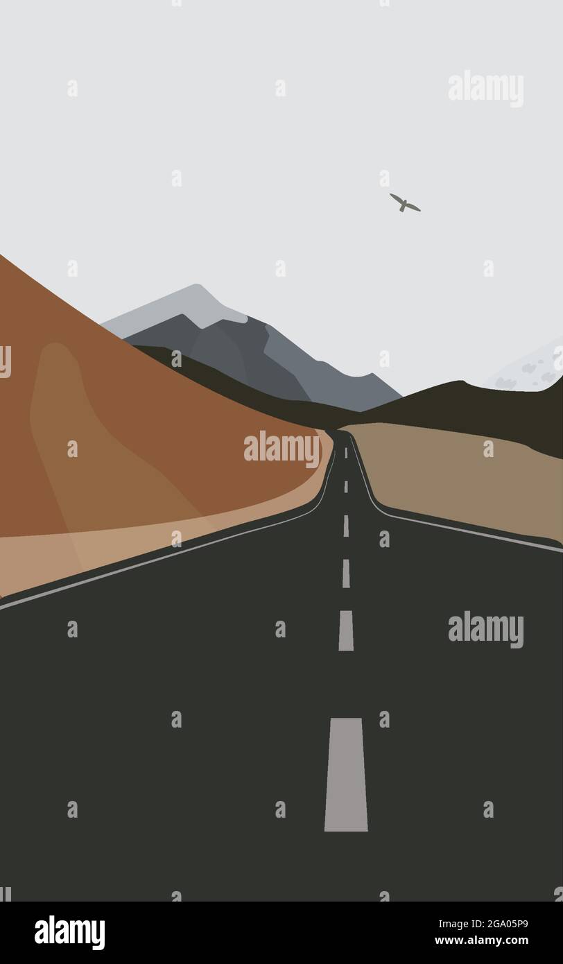 Scenic view rocky road Stock Vector Images - Alamy