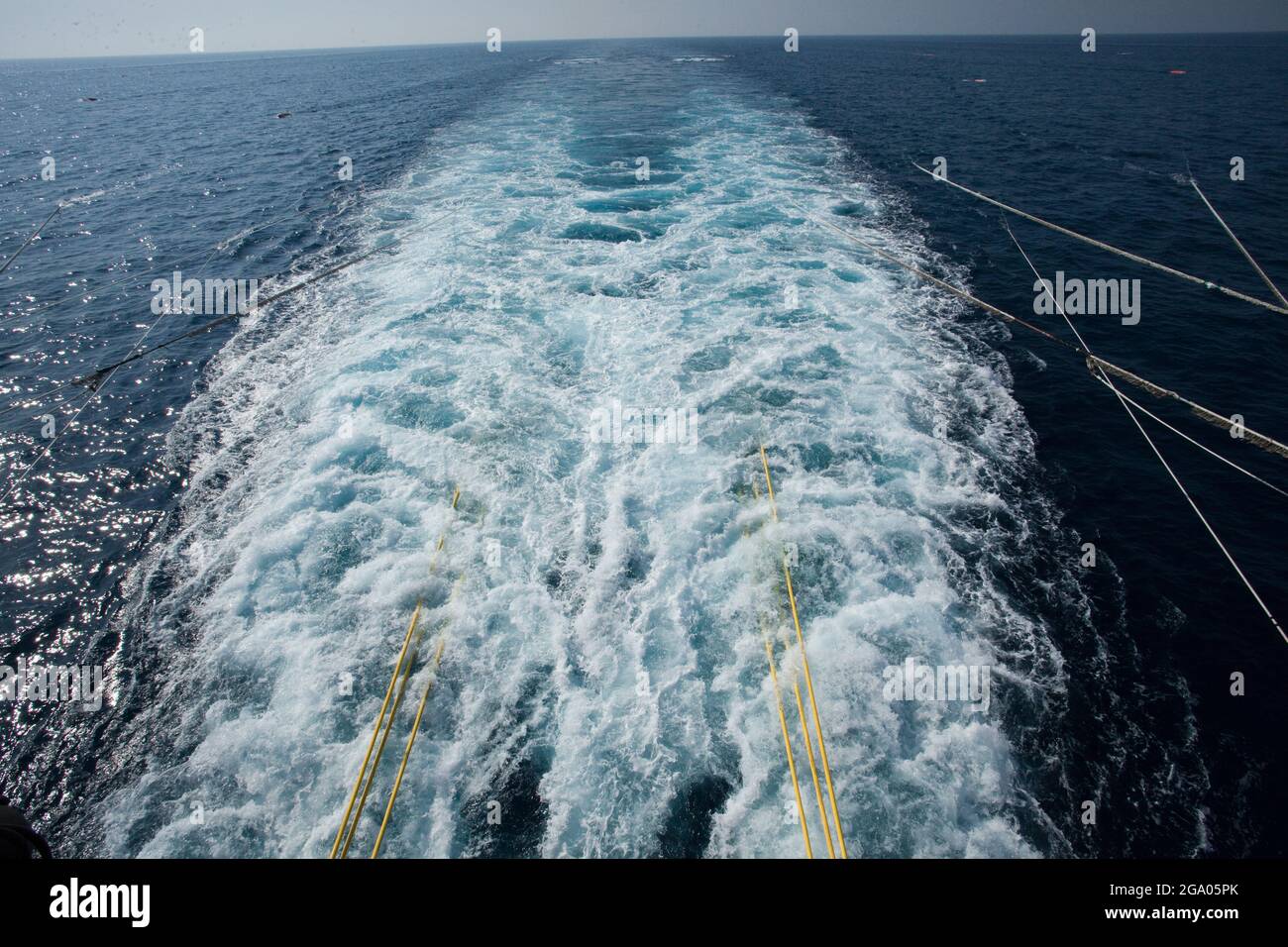 Offshore seismic search vessel guns and cables Stock Photo - Alamy