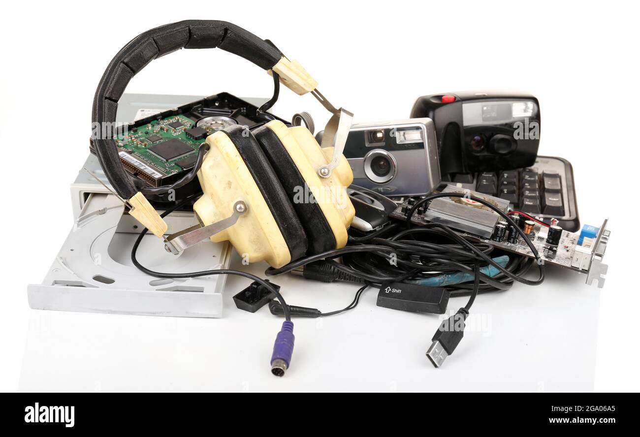 Old technology isolated on white Stock Photo - Alamy