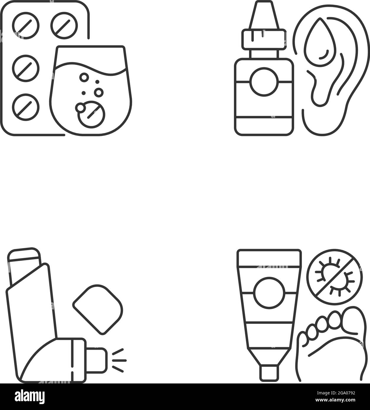 Improving disease symptoms linear icons set Stock Vector Image & Art ...