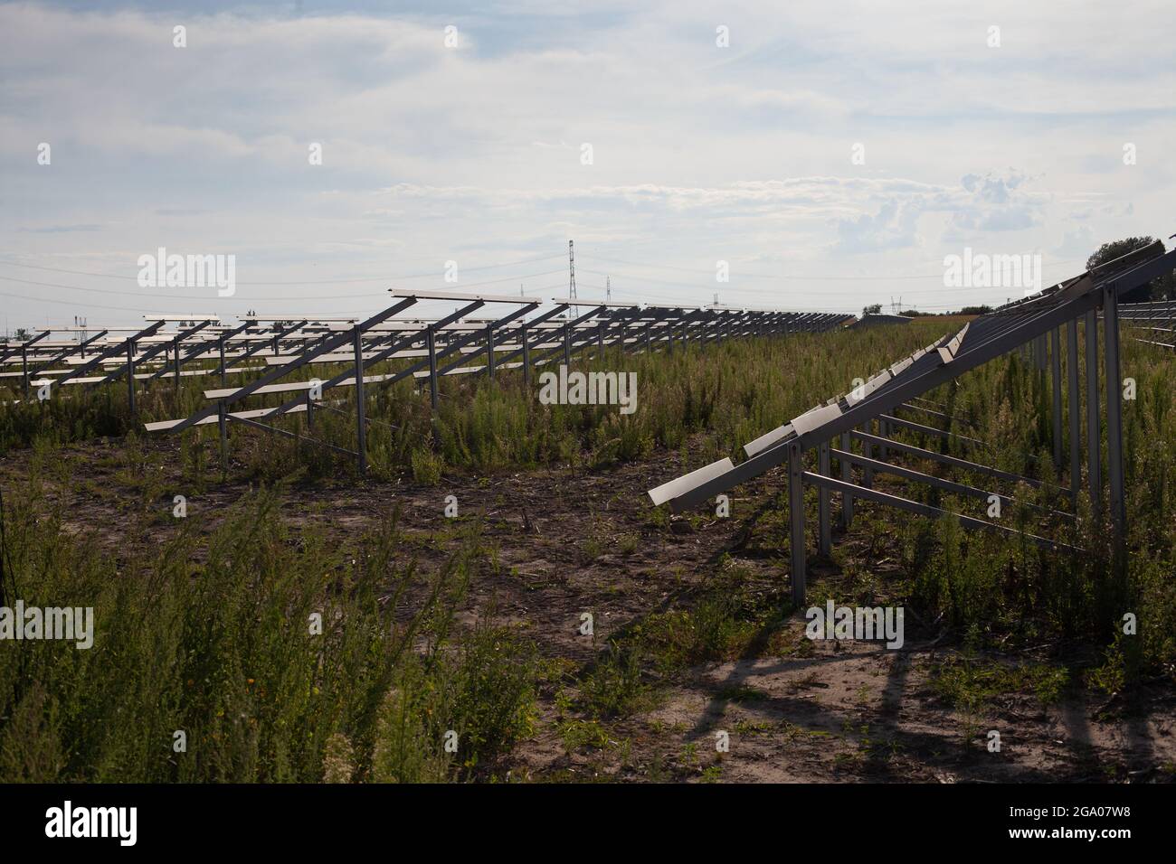 Landscape of solar farm under-construction in solar farm Stock Photo ...