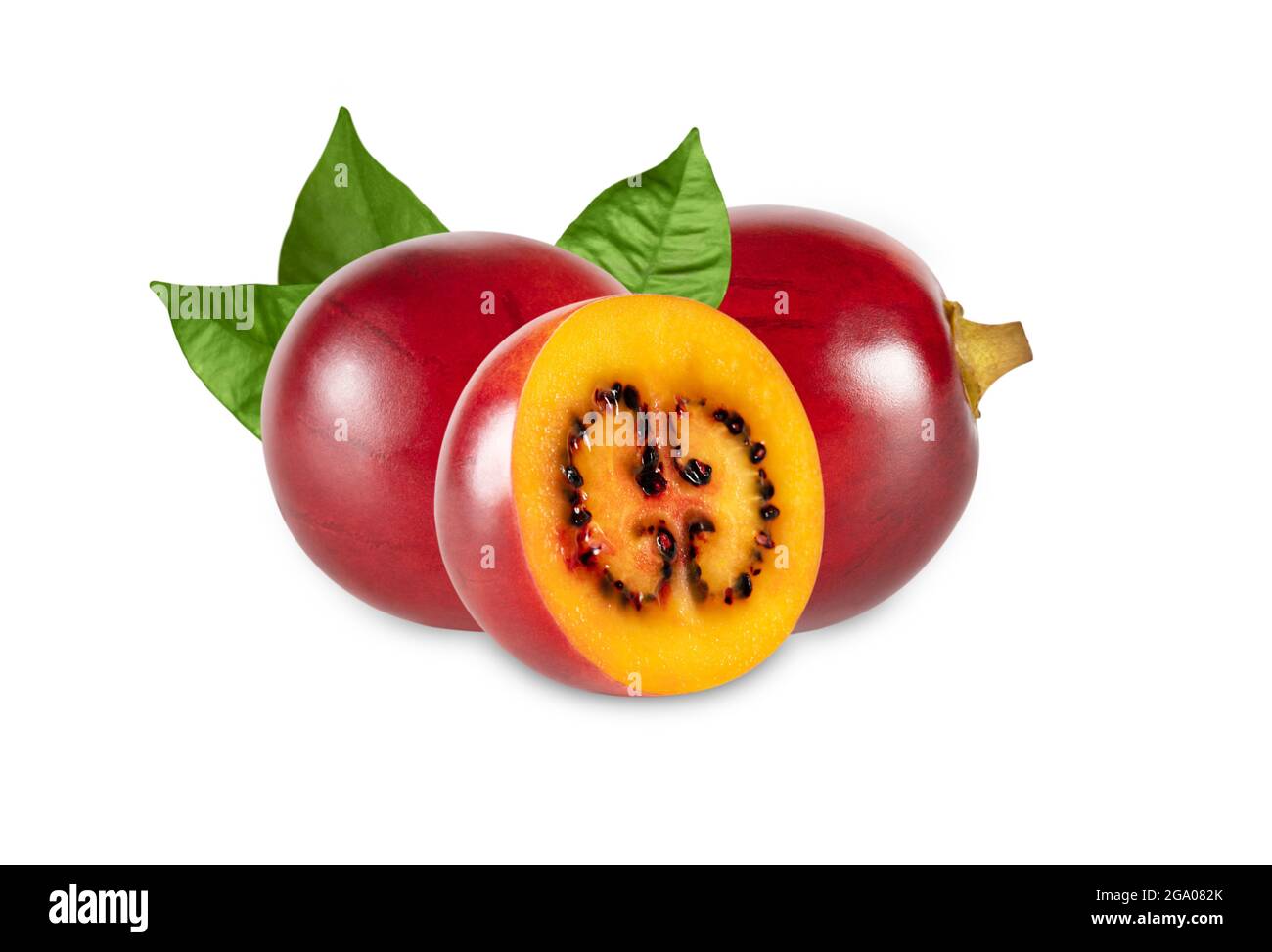 Tamarillo fruit close up isolated on a white background. Fresh ripe ...