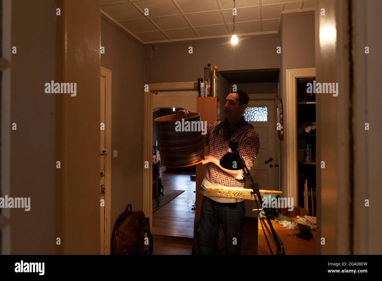 drum maker at work - musician creating drum Stock Photo - Alamy