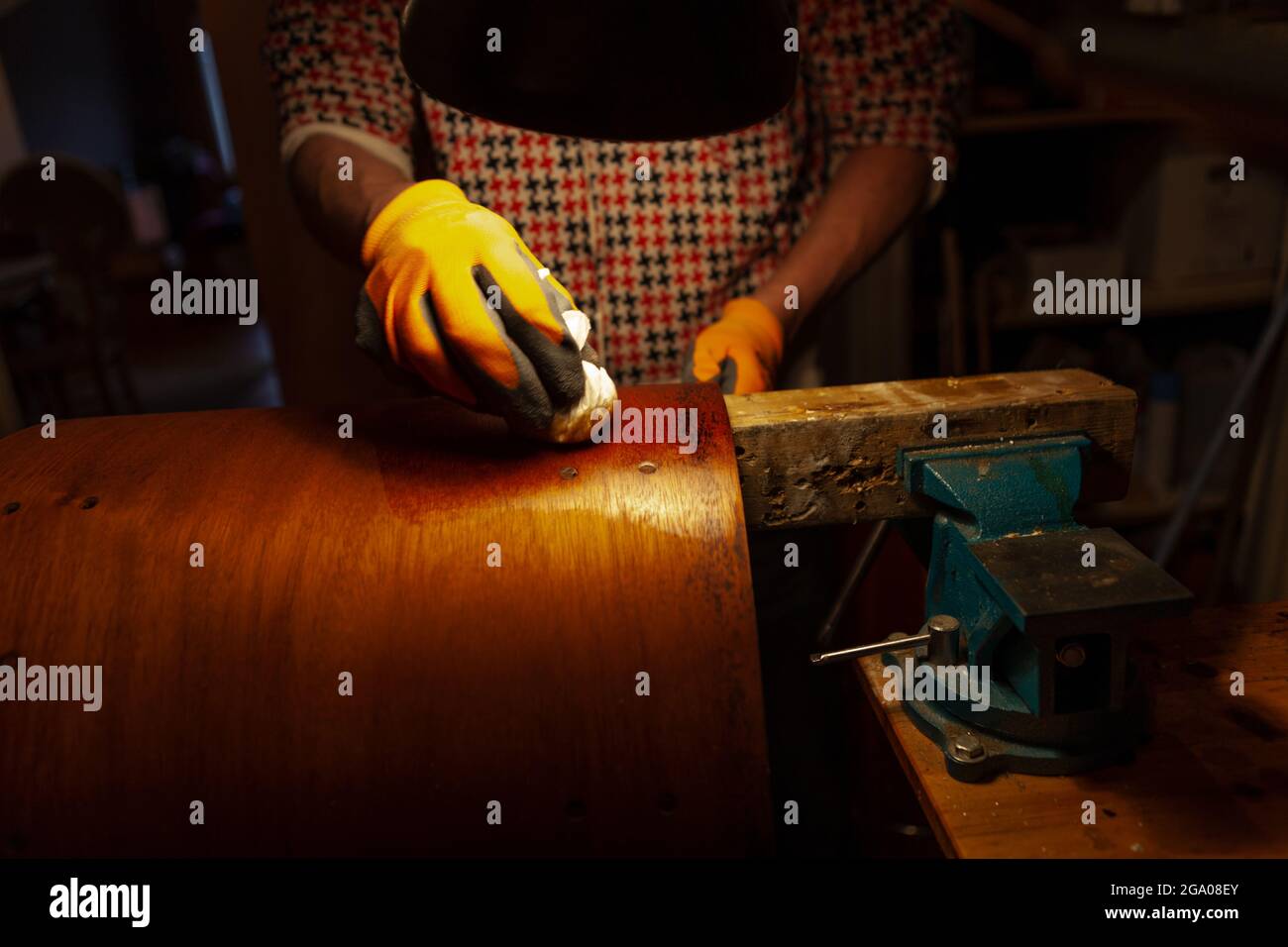drum maker at work - musician creating drum Stock Photo - Alamy