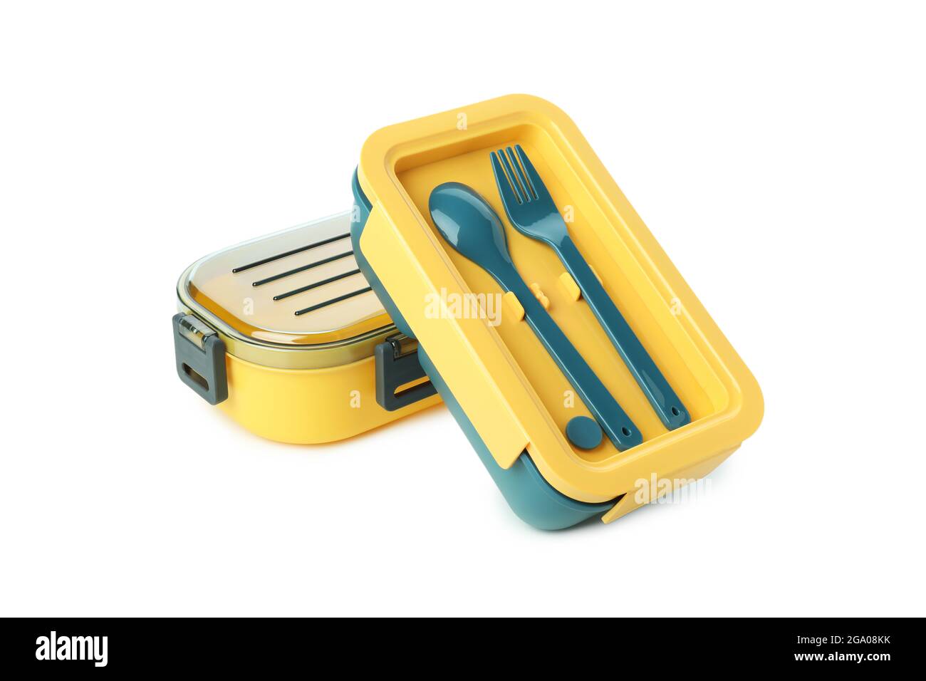 Stylish lunch boxes isolated on white background Stock Photo - Alamy