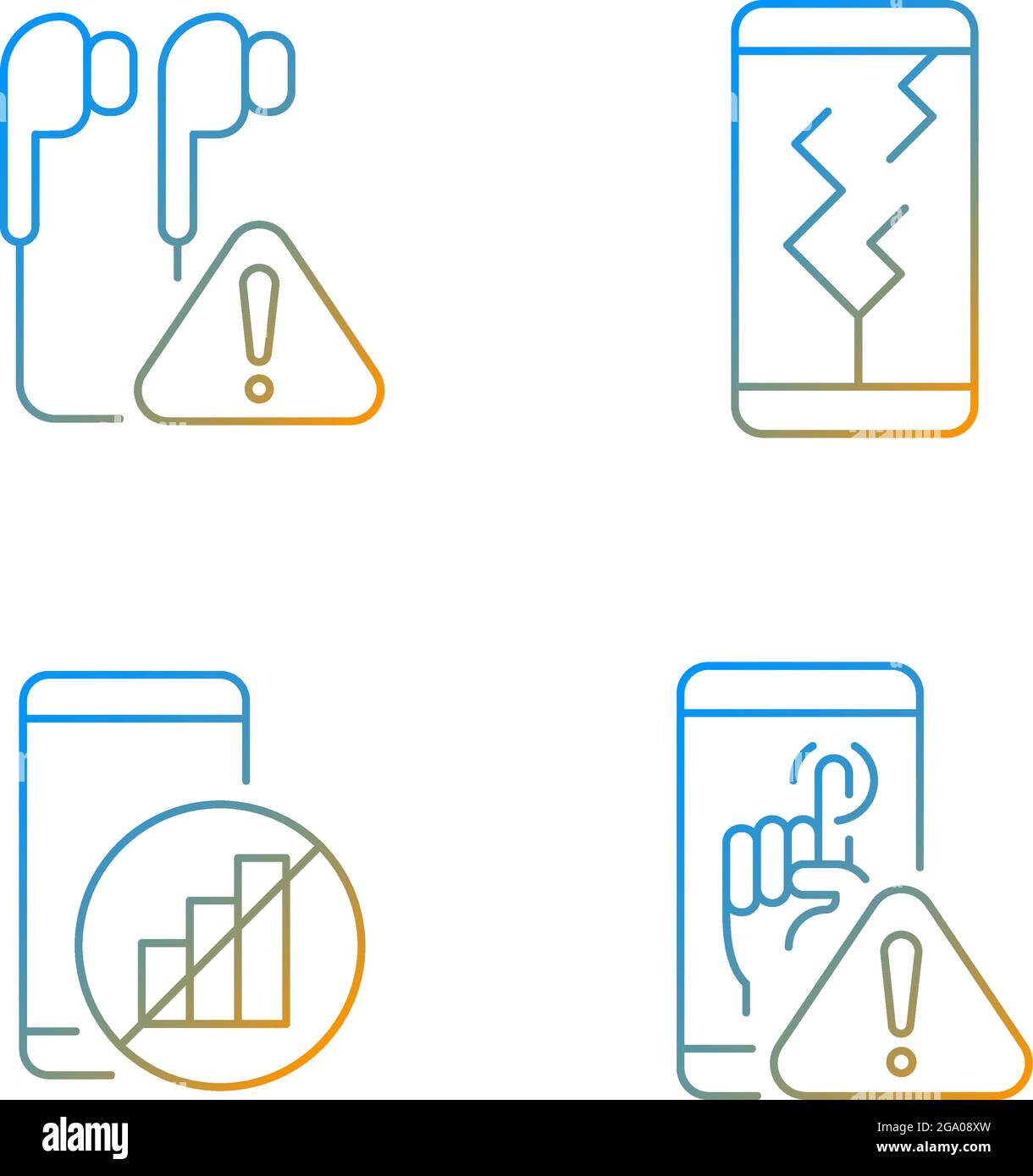 Smartphone breakdowns gradient linear vector icons set Stock Vector Image & Art - Alamy