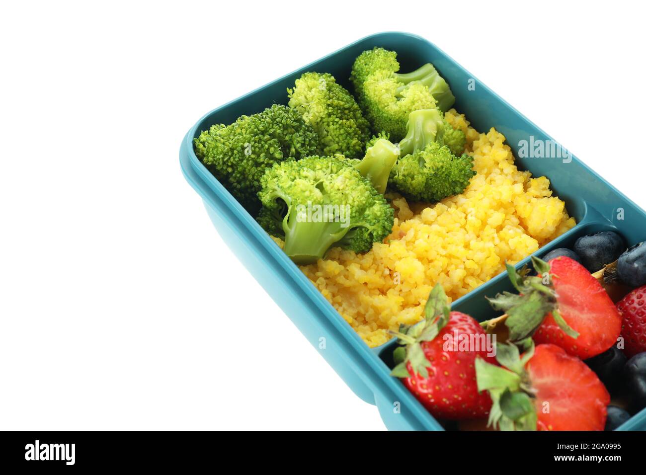Lunch box with food isolated on white background Stock Photo - Alamy