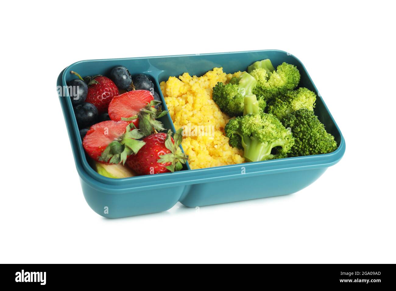 Lunch box with food isolated on white background Stock Photo - Alamy