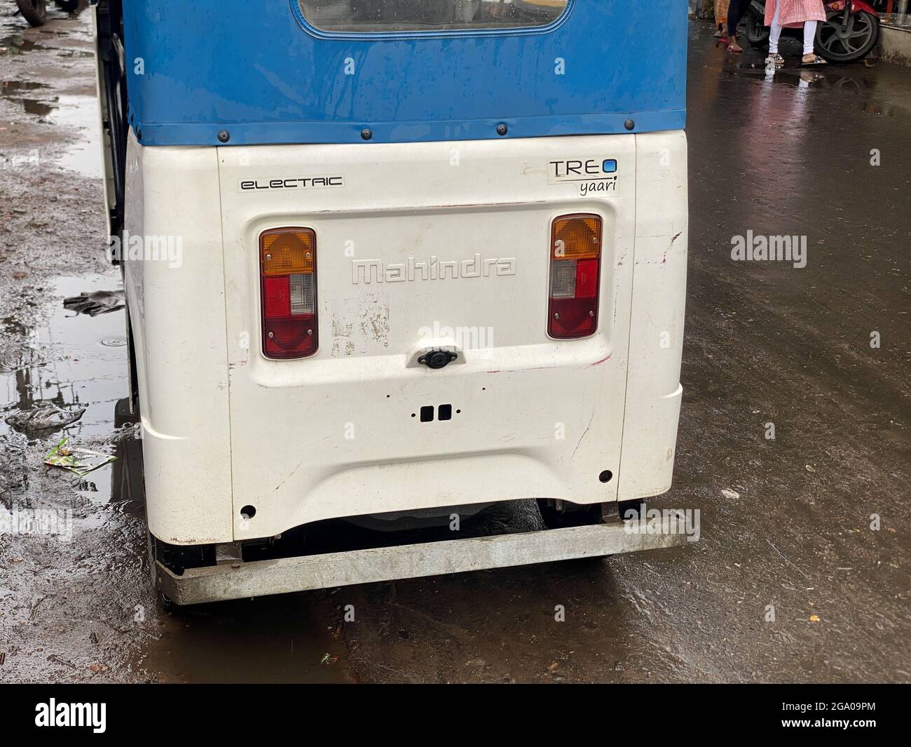 KOLKATA, INDIA - Jul 25, 2021: A man waiting for passengers in an e ...