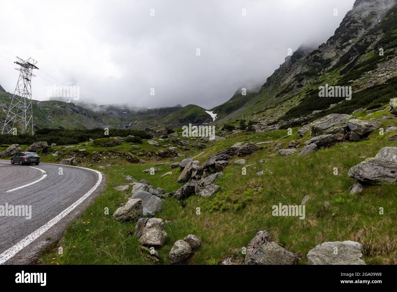 Landscape in Fagaras mountains in Romania, with Transfagarasan road ...