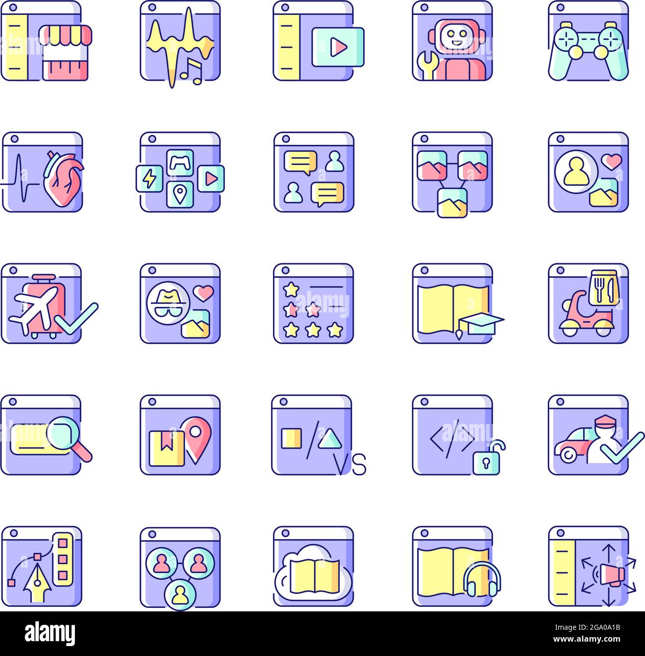 Online platforms RGB color icons set Stock Vector Image & Art - Alamy