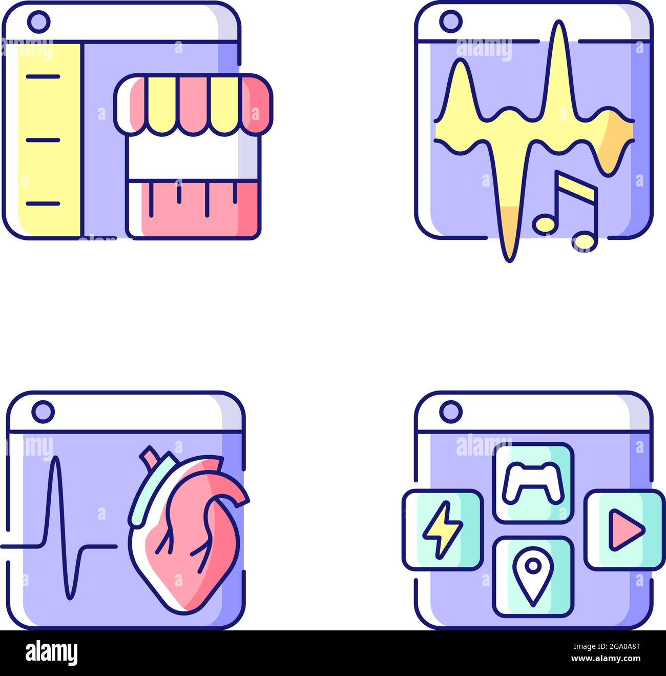 Digital Services Rgb Color Icons Set Stock Vector Image And Art Alamy