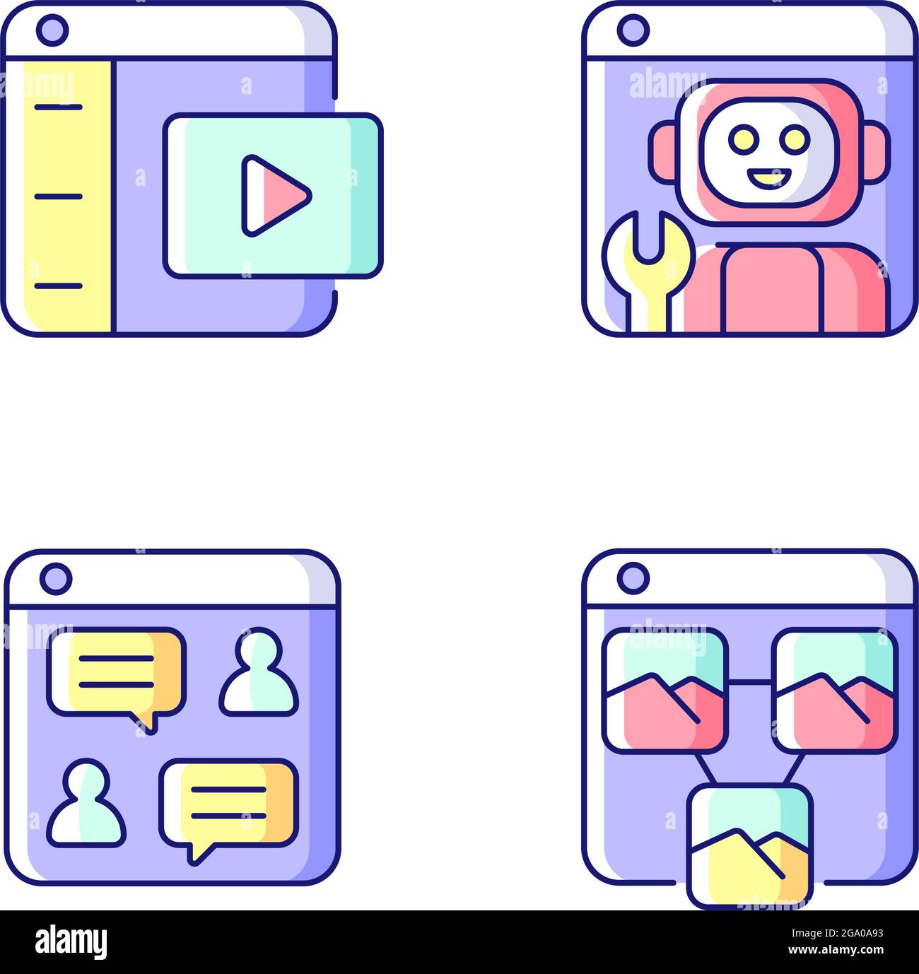 Digitization in business RGB color icons set Stock Vector Image & Art ...