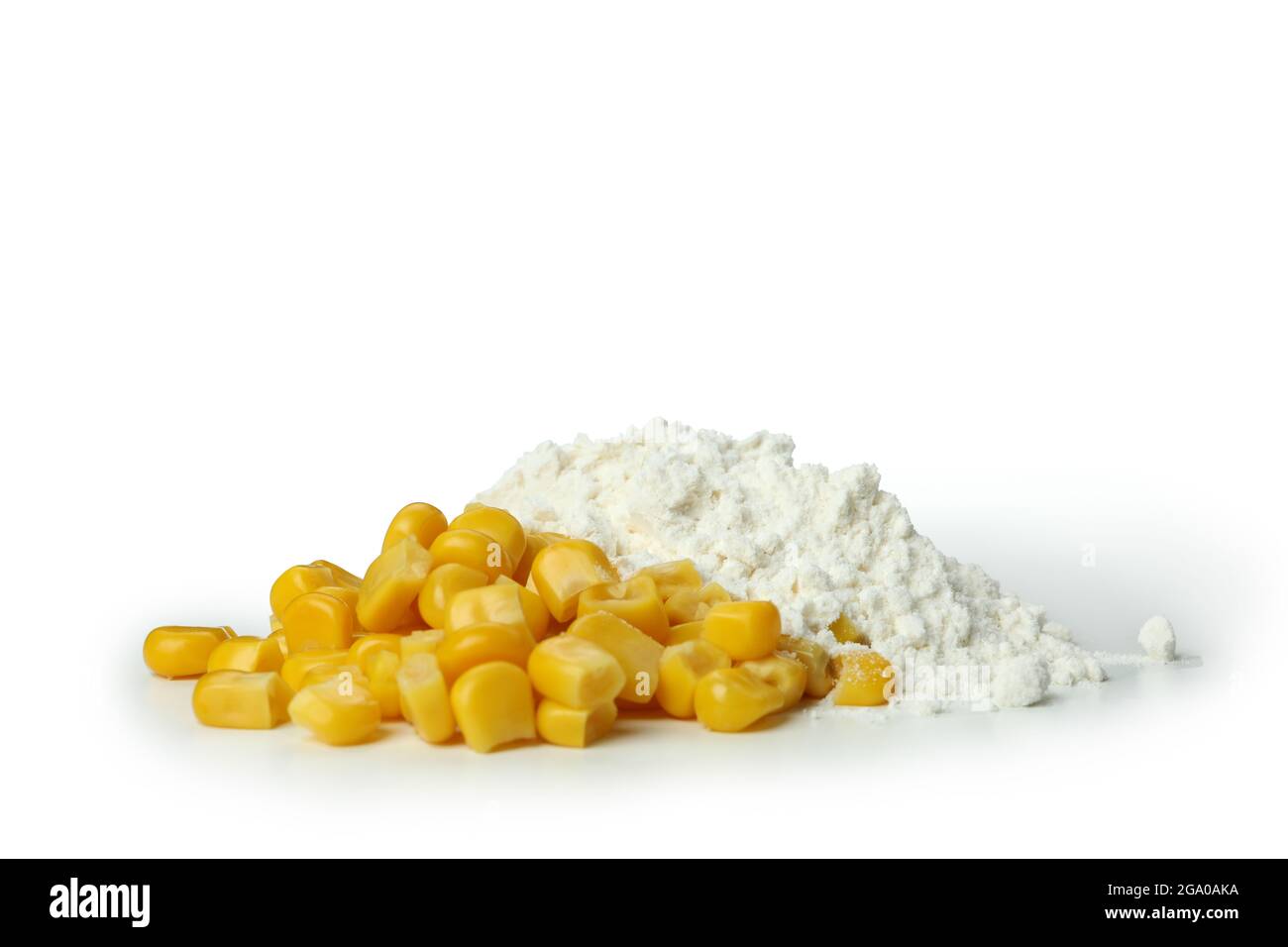 Corn seeds and flour isolated on white background Stock Photo - Alamy