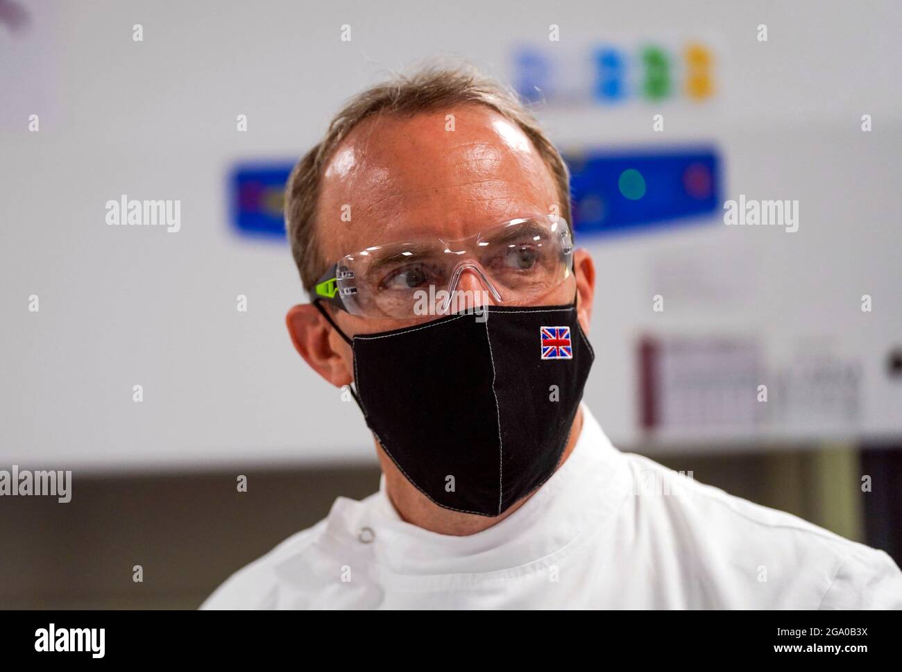 Foreign Secretary Dominic Raab during a visit to Oxbox Biomedica, an ...