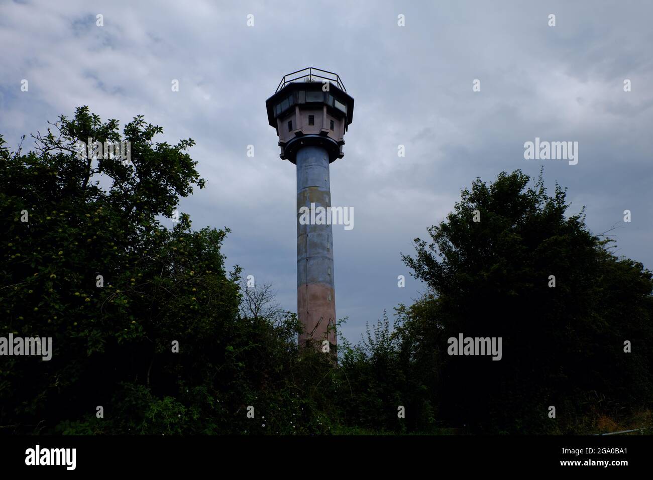 Cold War border watchtower with searchlight on the Baltic Coast at ...
