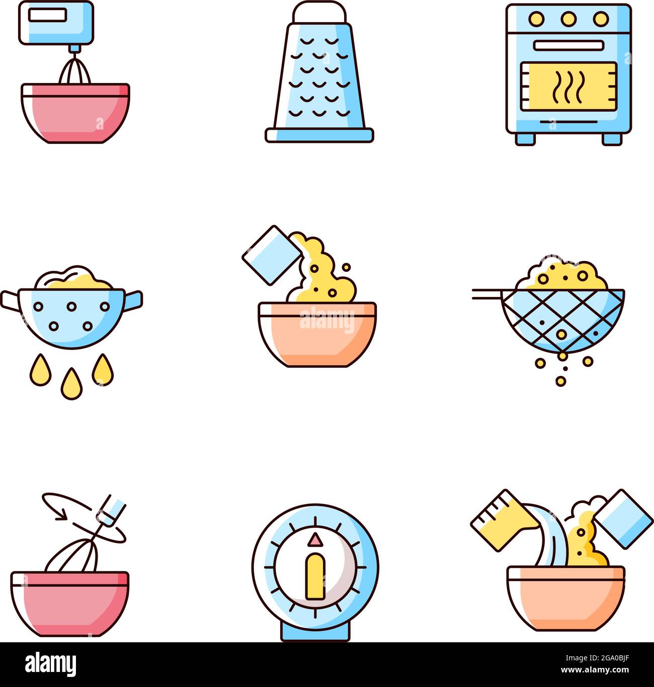 Food cooking instruction RGB color icons set Stock Vector Image & Art ...