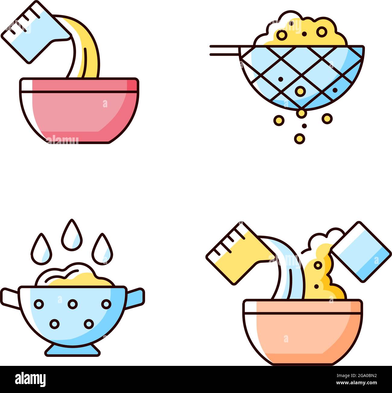 Food preparation instruction RGB color icons set Stock Vector Image ...