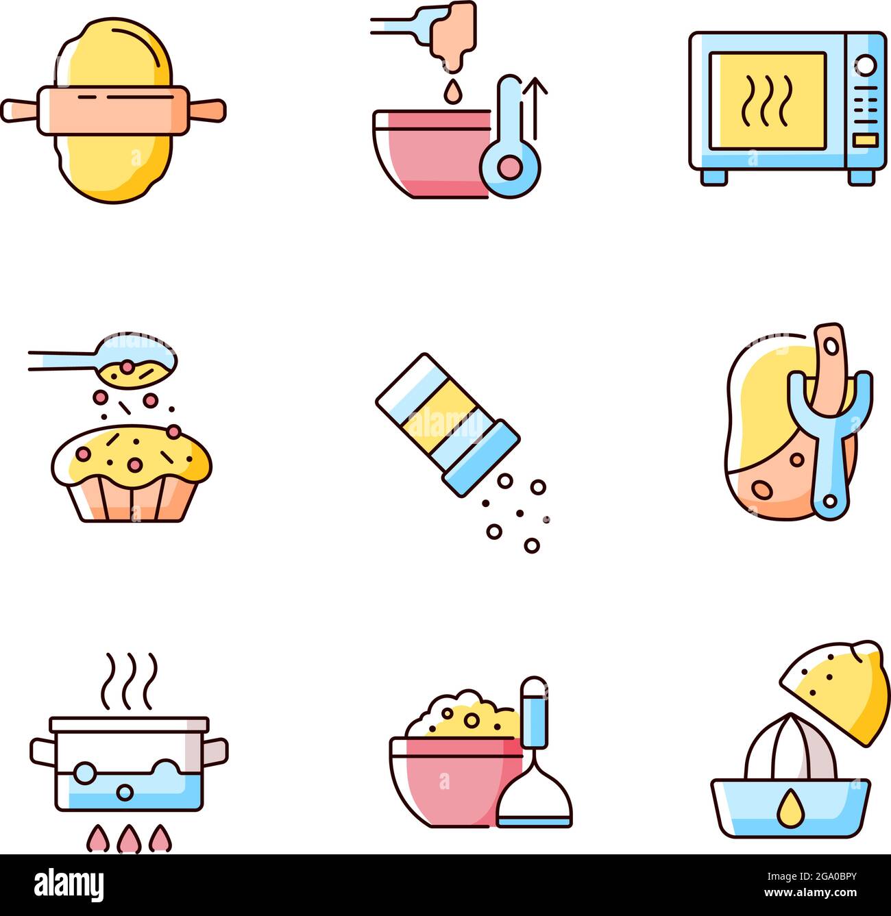 Cooking RGB color icons set Stock Vector Image & Art - Alamy