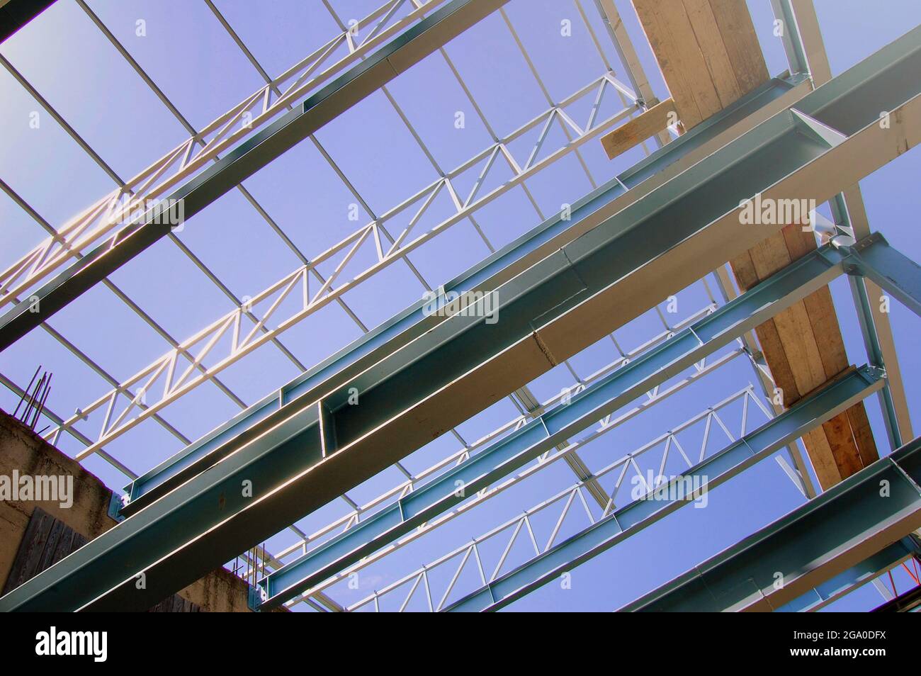 Iron Workers working on Iron Construction frame of tall apartment ...