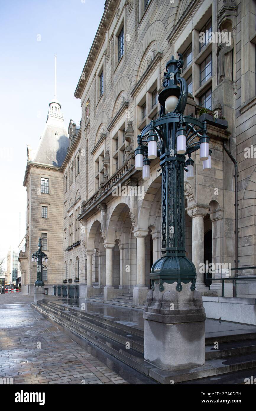 Detail of the entrance of the Stadhuis ( Town Hall or City Hall) of ...