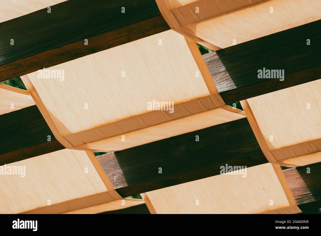 Geometric ceiling made from wood Stock Photo - Alamy