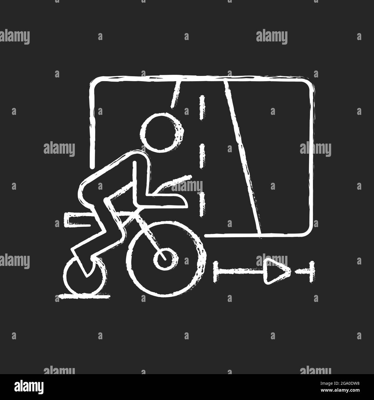 Virtual cycling app chalk white icon on dark background Stock Vector ...