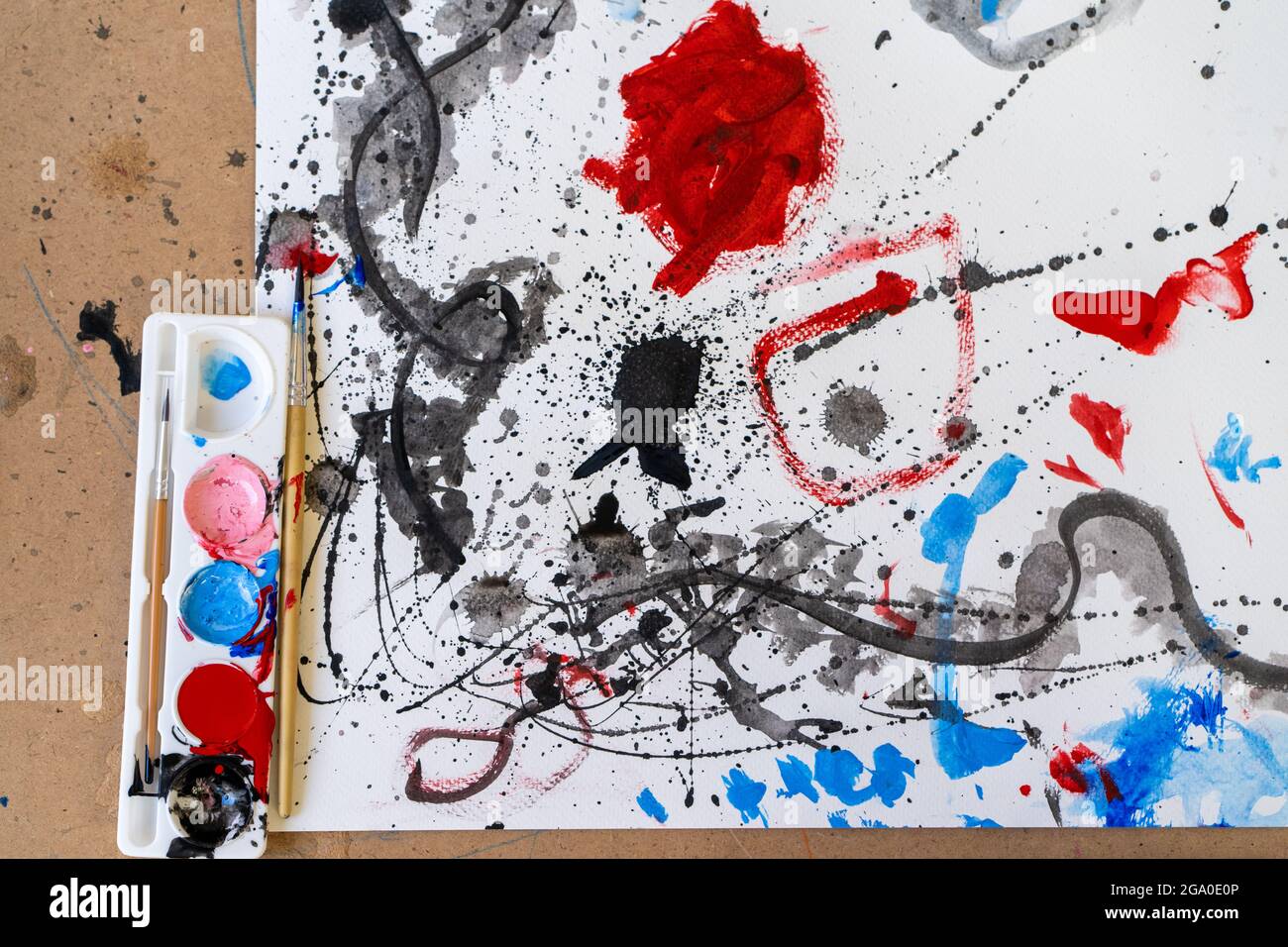 Colorful watercolor gungy texture on a white paper Stock Photo - Alamy