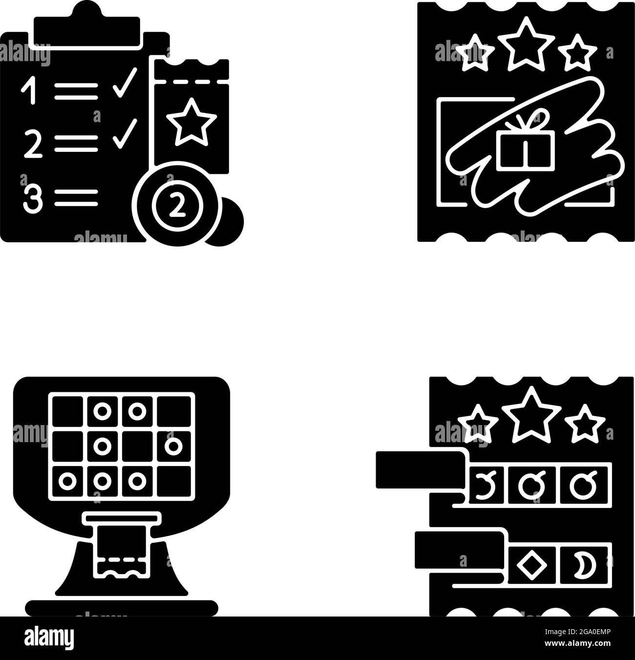 Lottery conduction black glyph icons set on white space Stock Vector ...