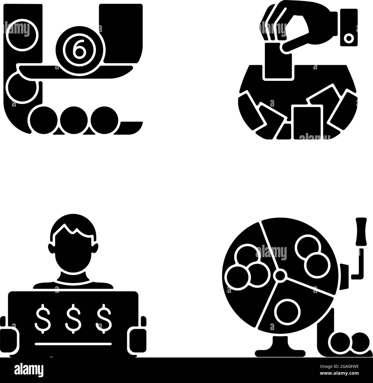 Lottery formats black glyph icons set on white space Stock Vector Image ...