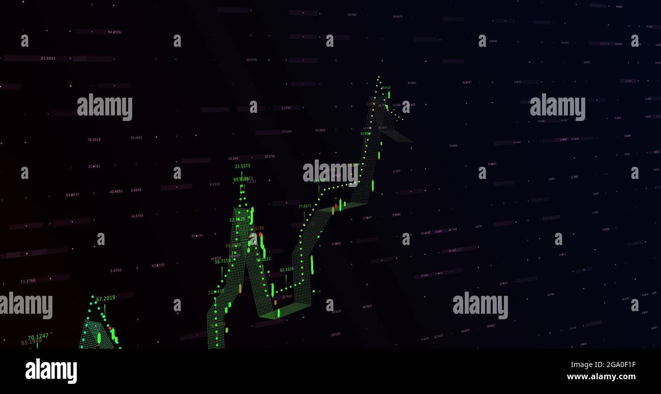 Green graphs moving against black background Stock Photo - Alamy