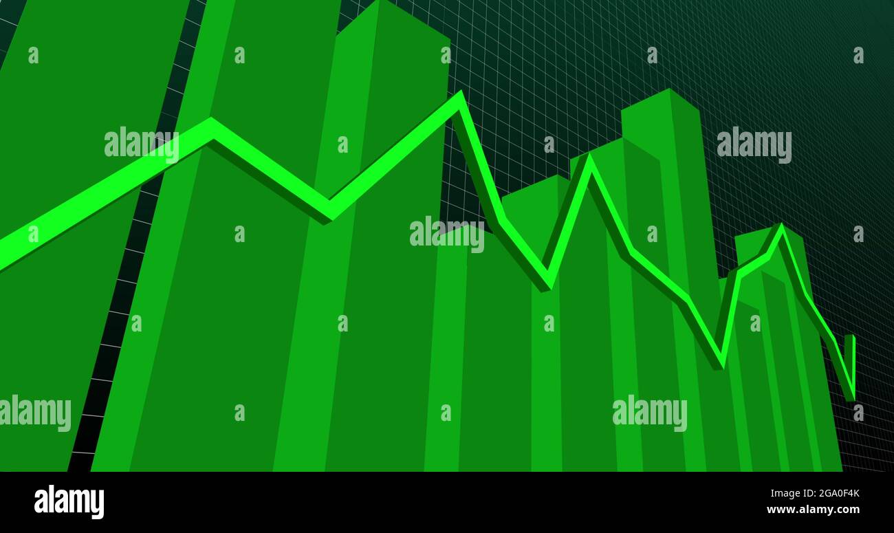 Image of green graph on white grid on black background Stock Photo - Alamy