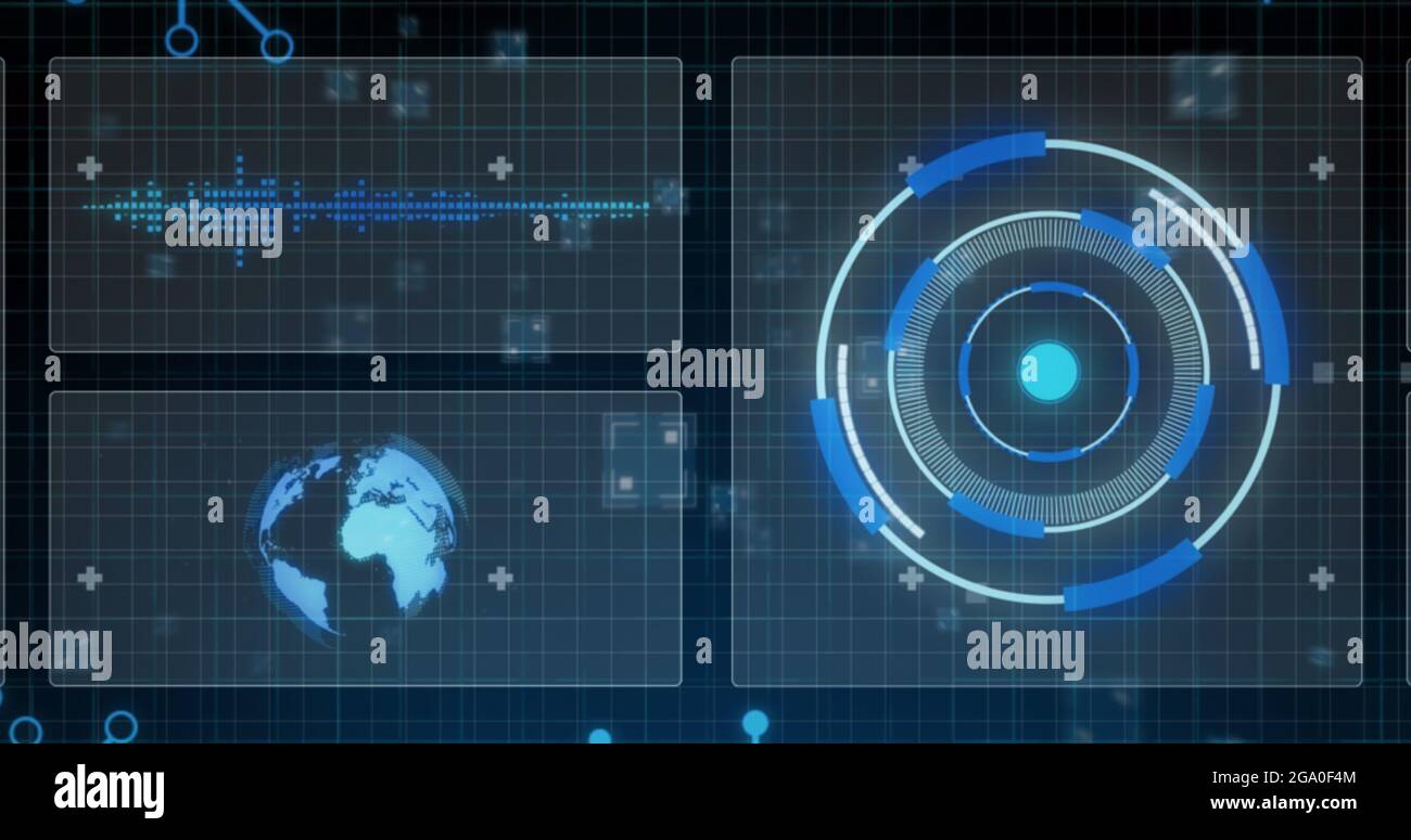 Image of scopes scanning, statistics recording and data processing over ...