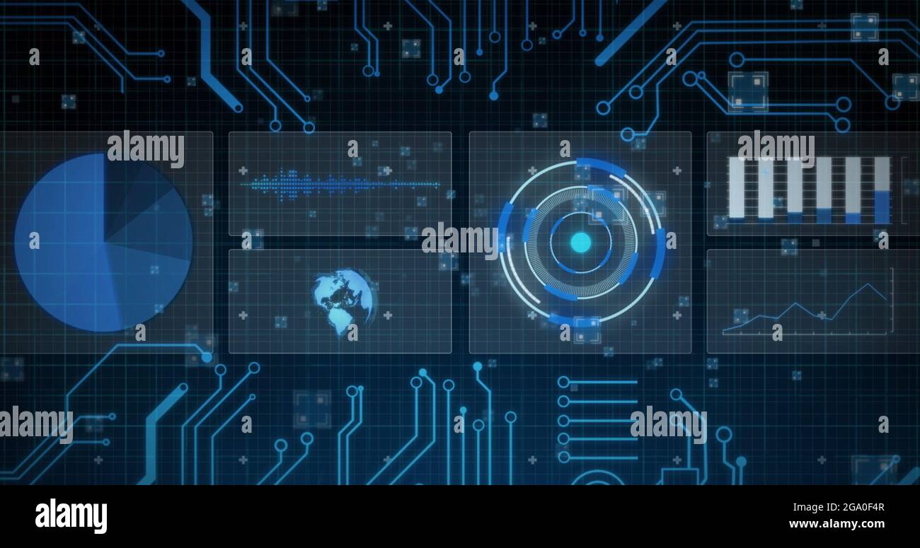 Image of scopes scanning, statistics recording and data processing over ...