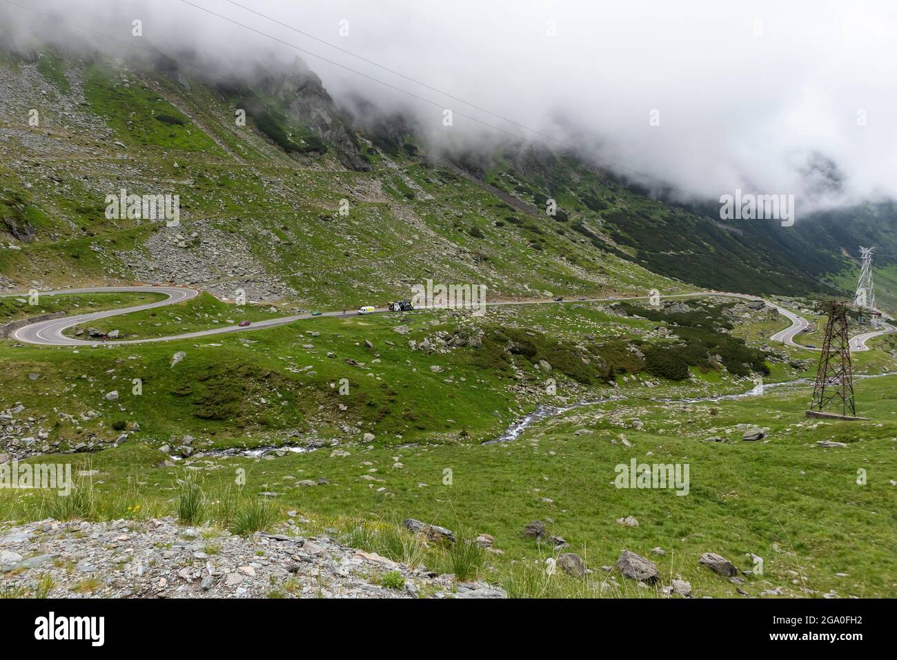 Landscape in Fagaras mountains in Romania, with Transfagarasan road ...