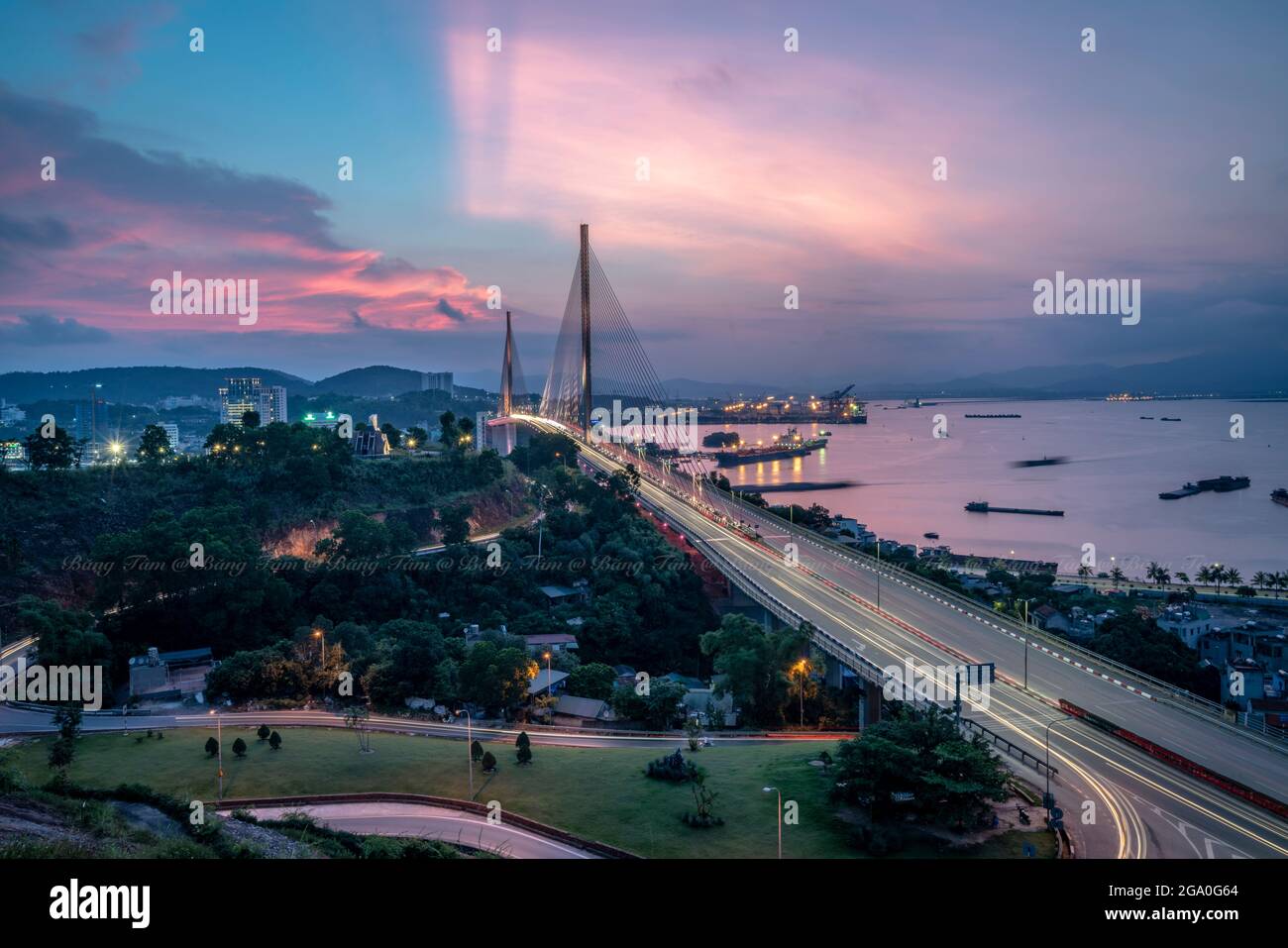 Nice Bai Chay bridge in Ha Long city northern Vietnam Stock Photo - Alamy