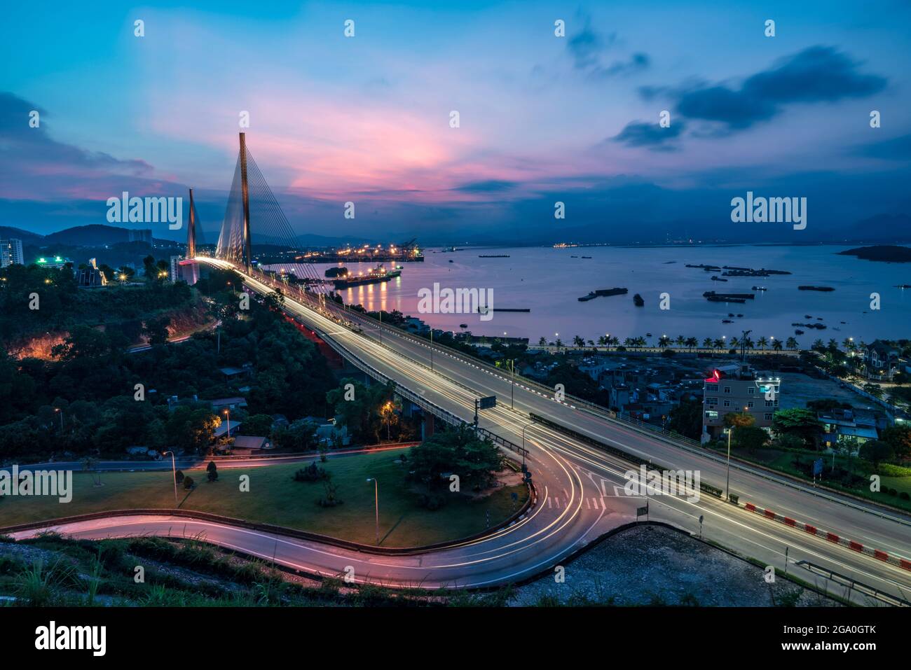 Nice Bai Chay bridge in Ha Long city northern Vietnam Stock Photo - Alamy