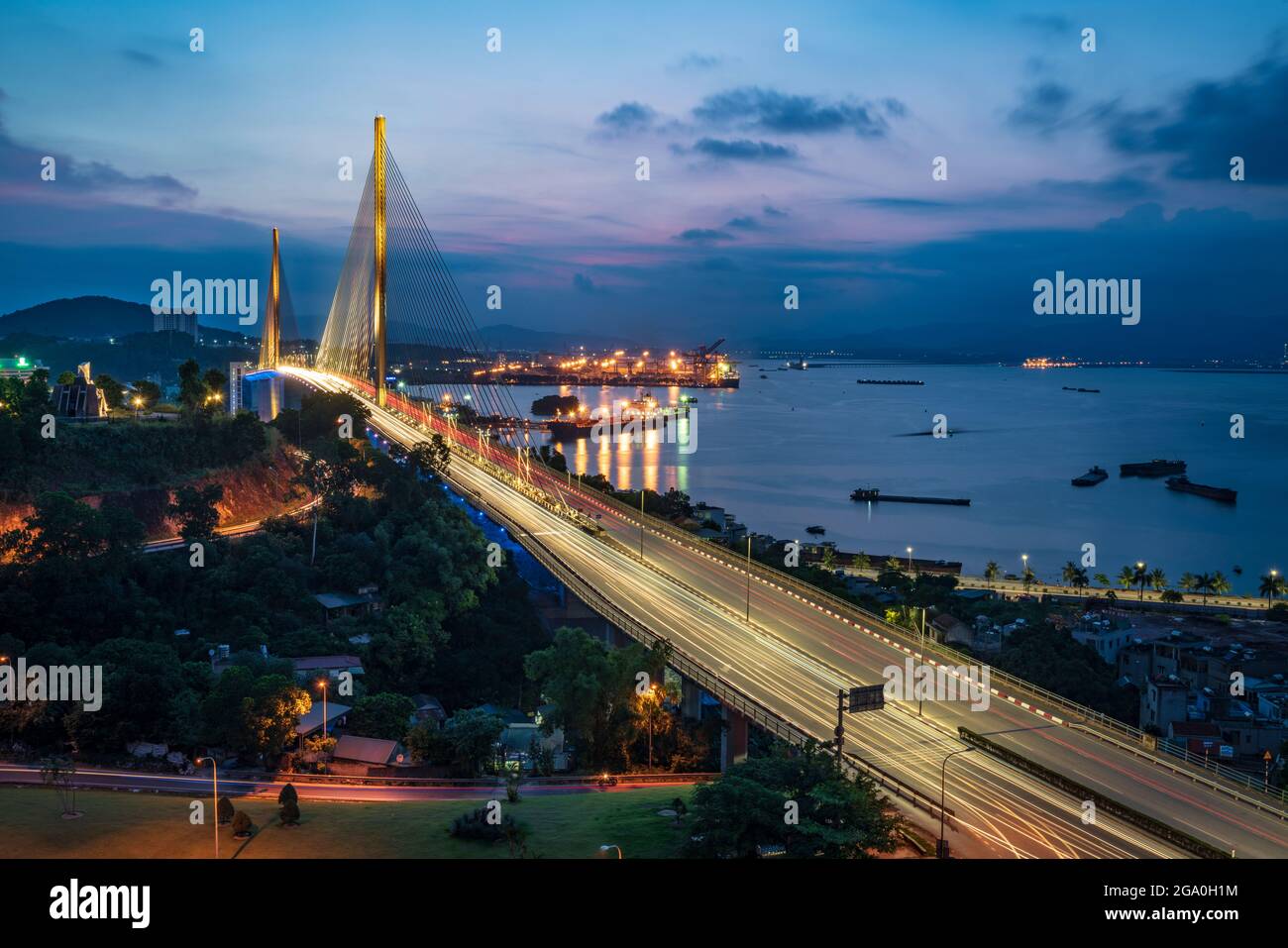 Nice Bai Chay bridge in Ha Long city northern Vietnam Stock Photo - Alamy