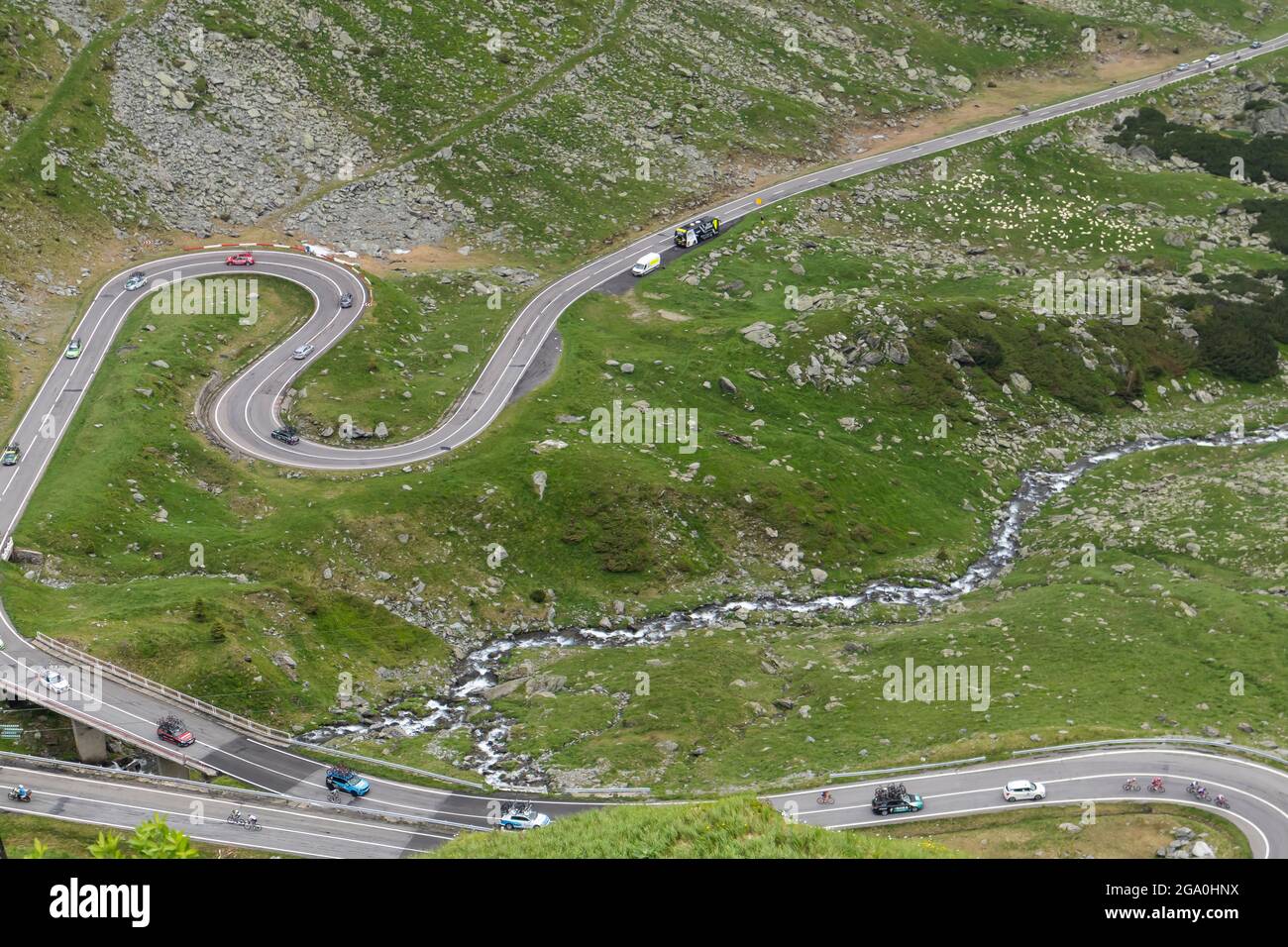Landscape in Fagaras mountains in Romania, with Transfagarasan road ...