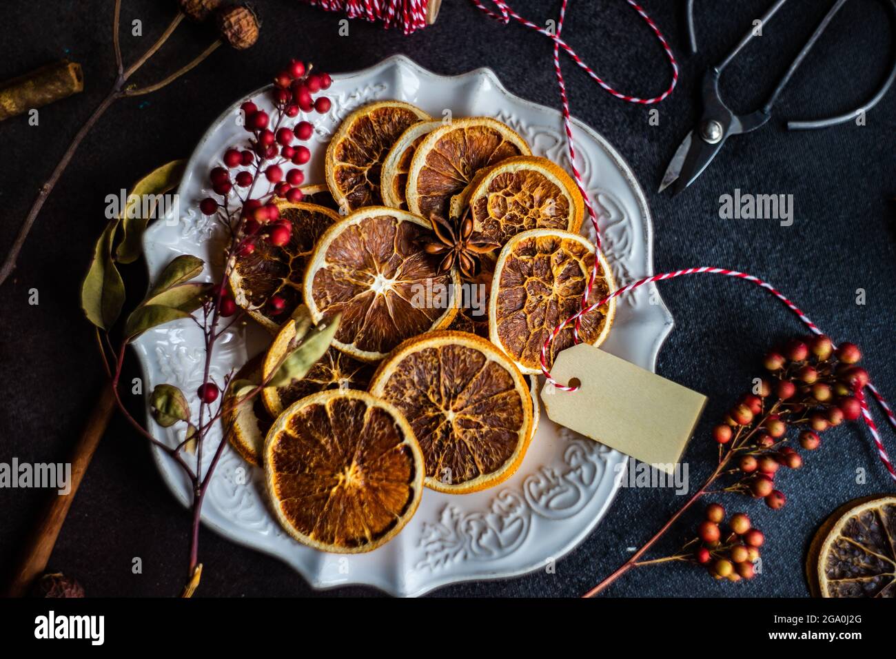 christmas spices flat lay on rustic background Stock Photo - Alamy