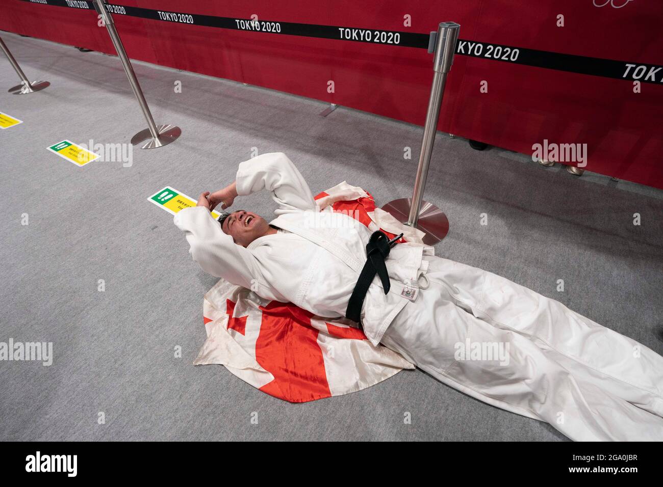 Tokyo, Japan. 28th July, 2021. Lasha Bekauri of Georgia reacts after ...