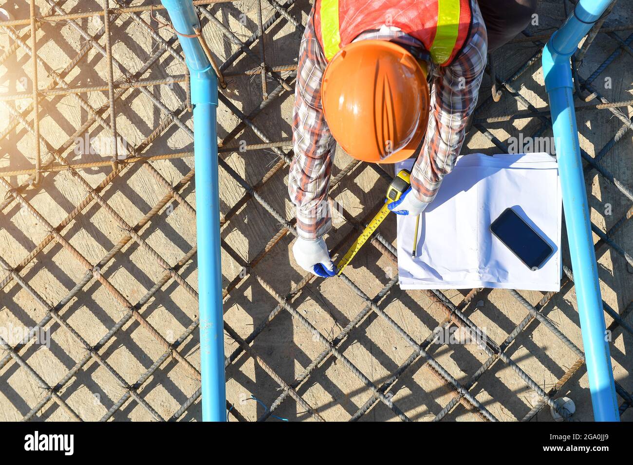 Technician with measurement level during work,Construction worker ...