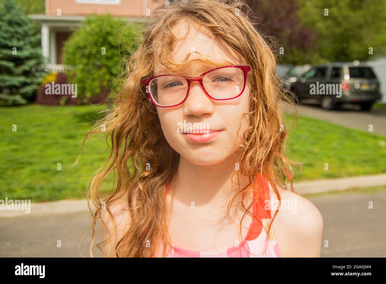Summertime portrait in the neighborhood Stock Photo - Alamy