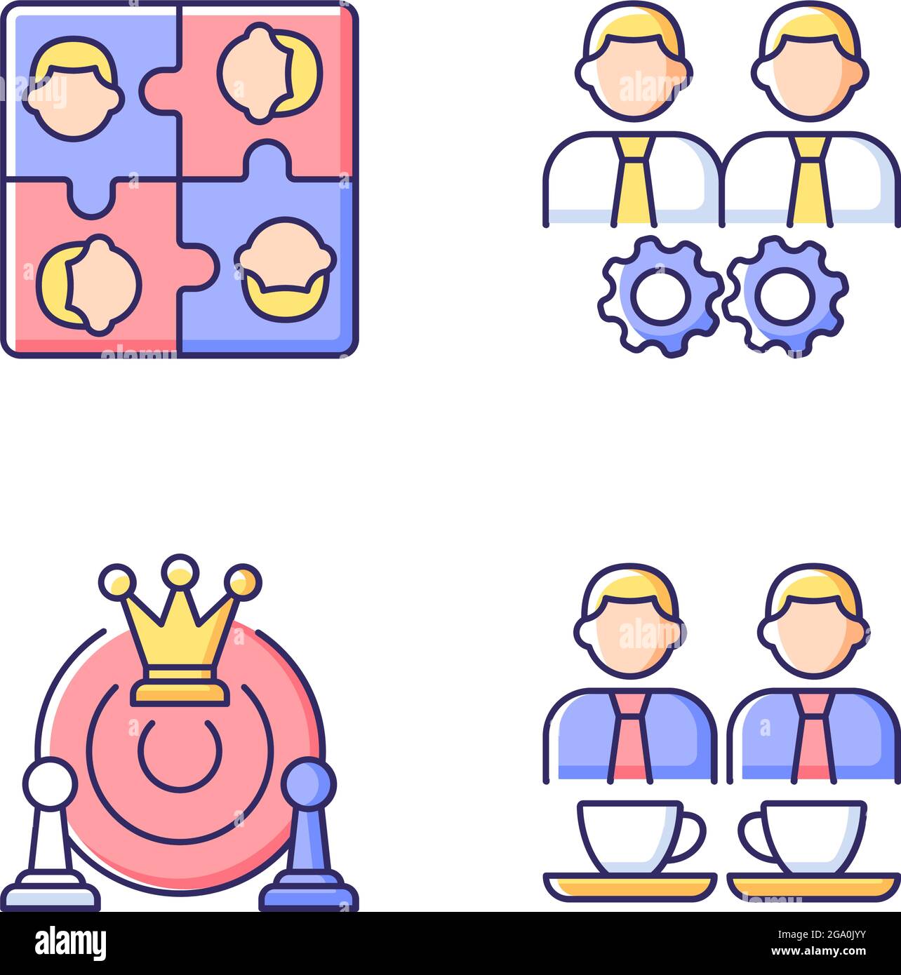 Office members interaction RGB color icons set Stock Vector Image & Art ...