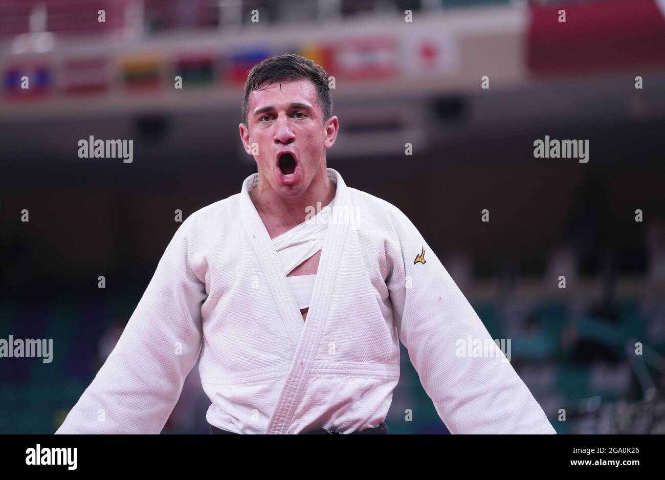 Tokyo, Japan. 28th July, 2021. Lasha Bekauri of Georgia reacts after ...