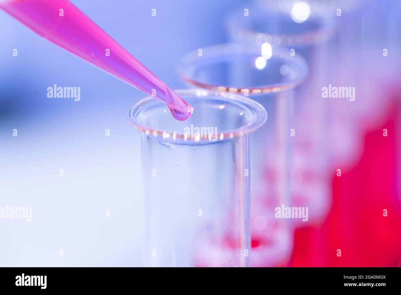 Test tube in rack and pipette media dispenser Stock Photo - Alamy