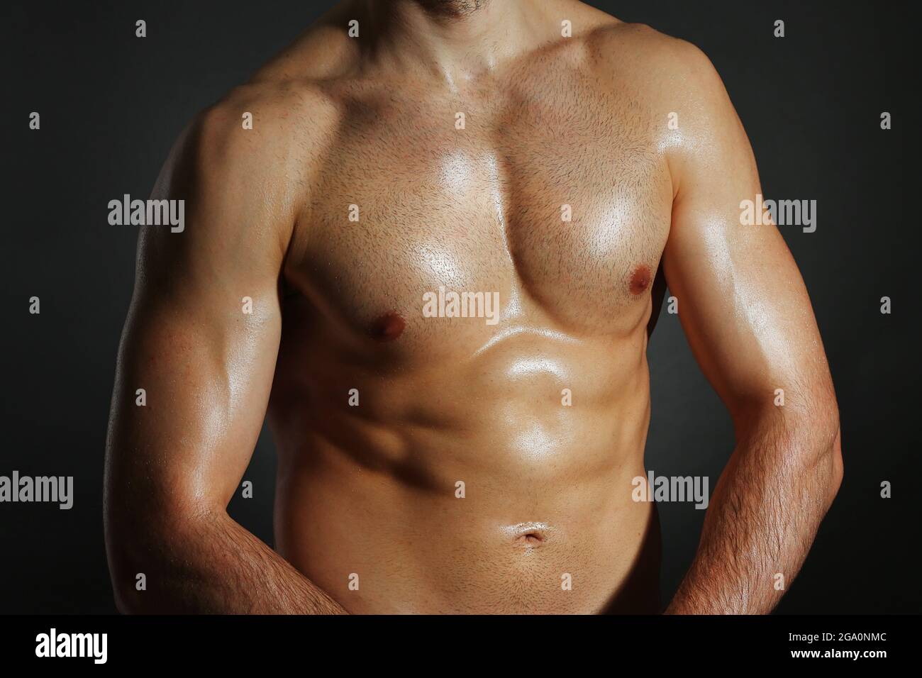 Muscle young man close up Stock Photo - Alamy